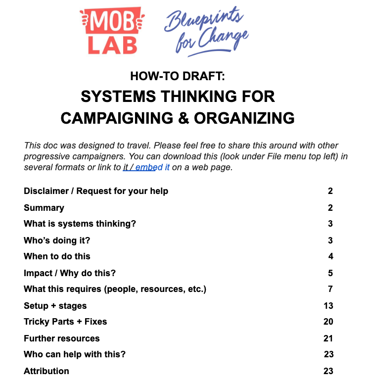 Systems thinking for campaigning and organizing - Blueprints for Change